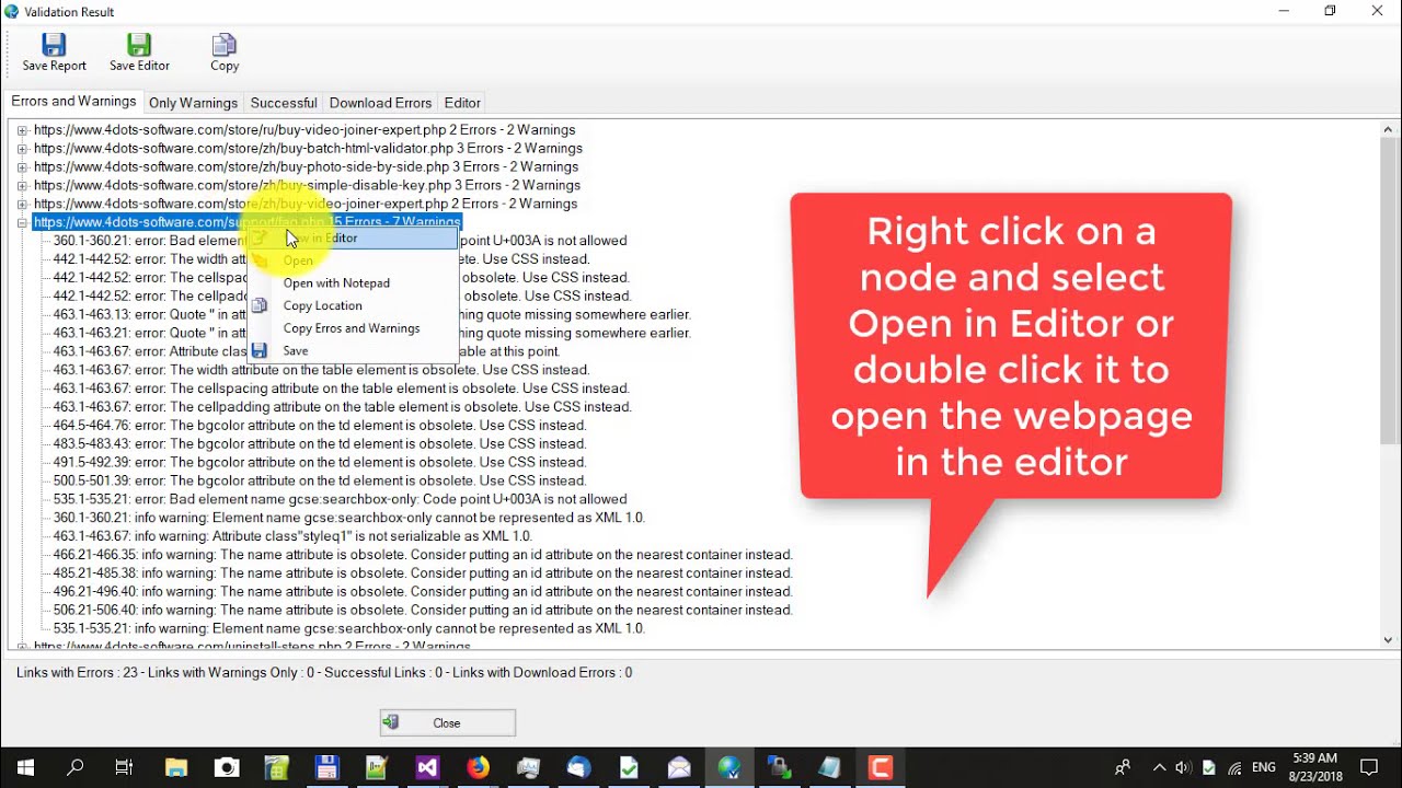 How to validate HTML of multiple webpages using Batch HTML Validator