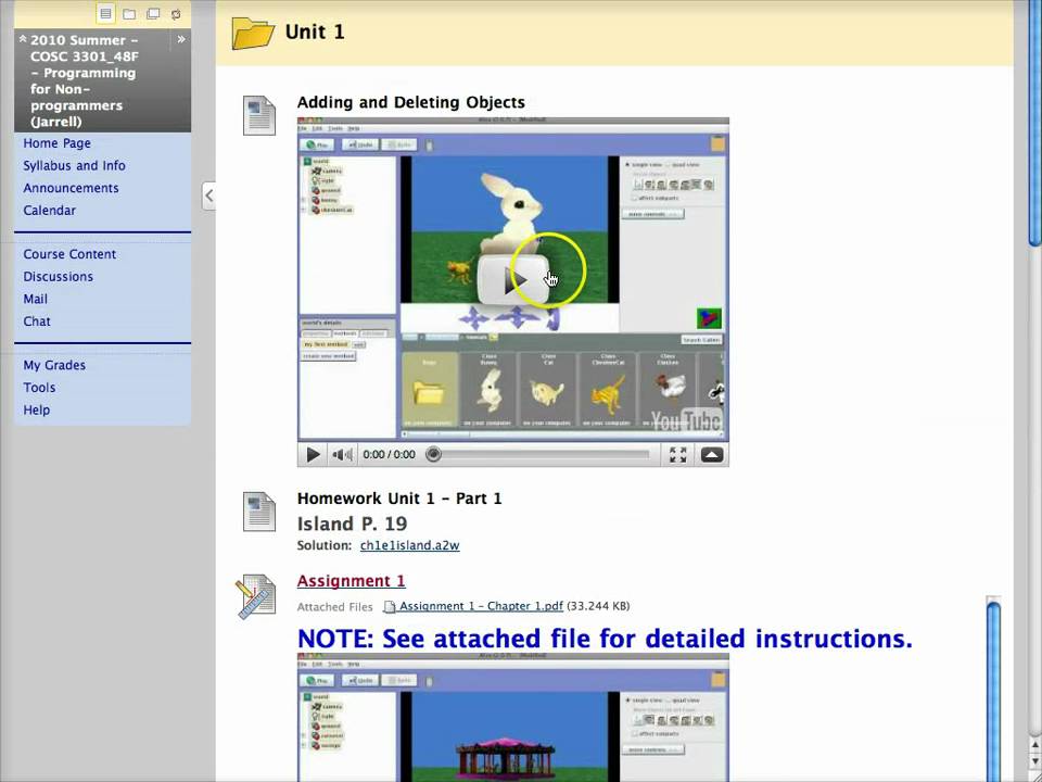 Programming with Alice - Course tour - Summer 2010