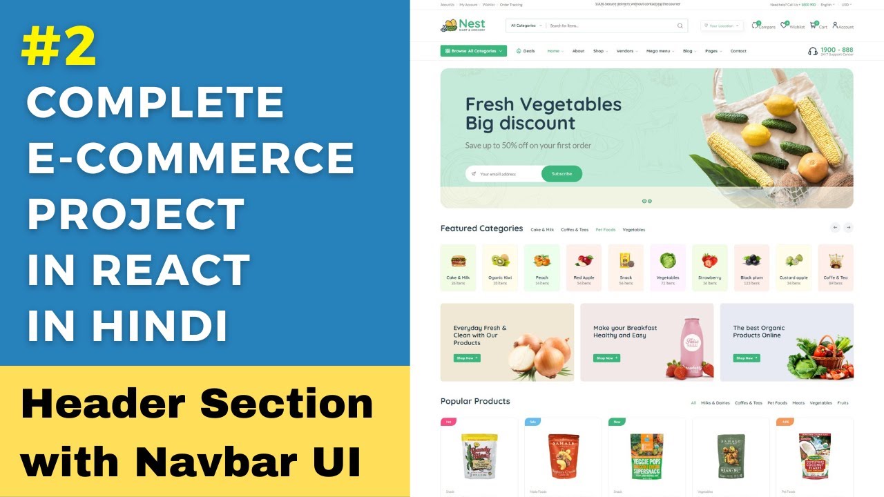 Complete Ecommerce Project in React Js #2: Complete Header Component with Navbar 🔥 @rinkuverma