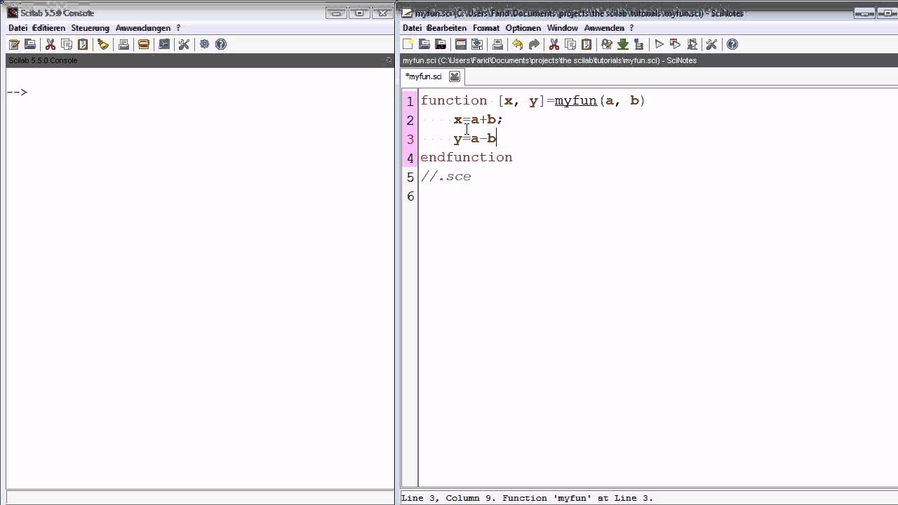scilab tutorial 7 creating Functions