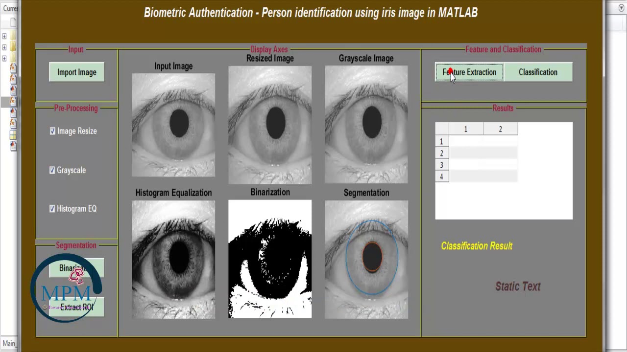 Biometric Authentication   Person identification using iris image in MATLAB