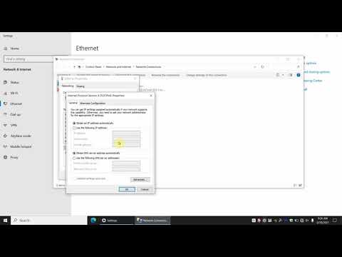 Windows 10, changing ethernet IP address