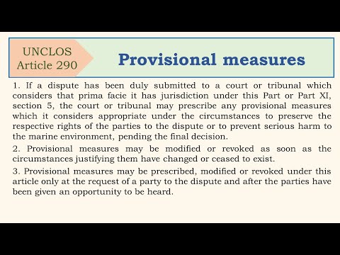 Law of the Sea Convention, Article 290, Provisional measures