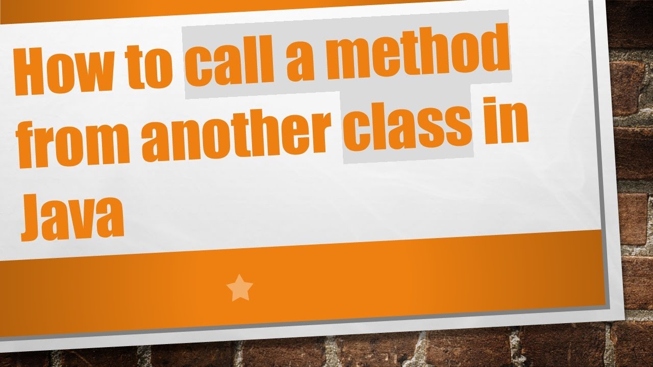 How to call a method from another class in Java