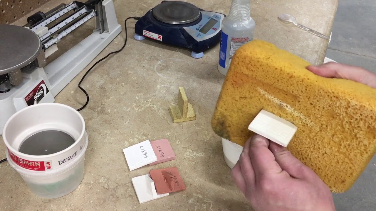 18. Applying Glaze to Test Tiles
