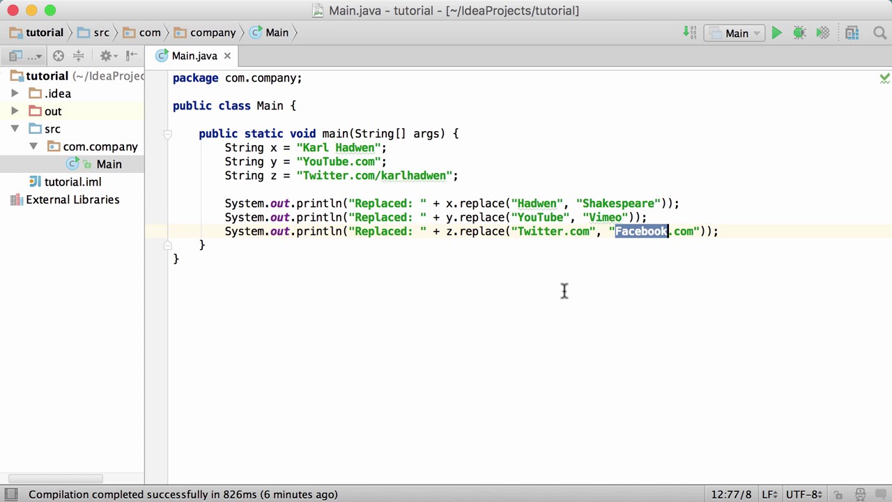 47.Java Tutorial - #47 - replace() Method