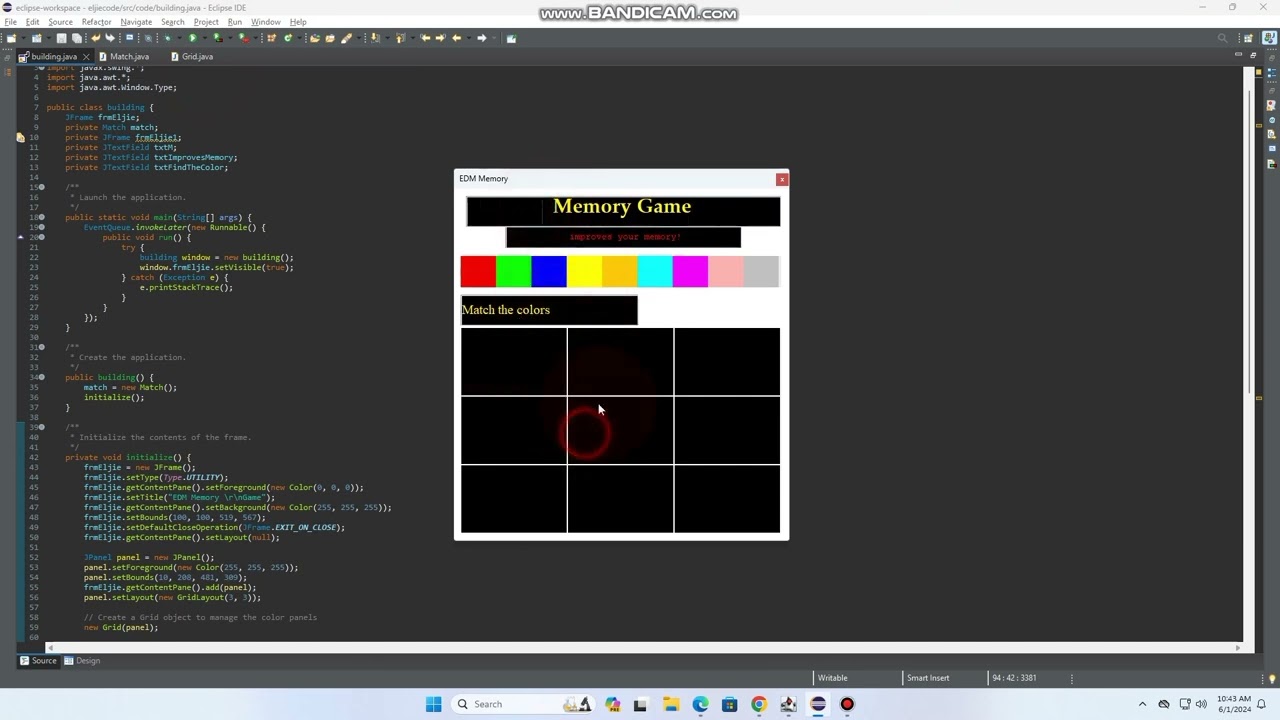 Java memory game Demo
