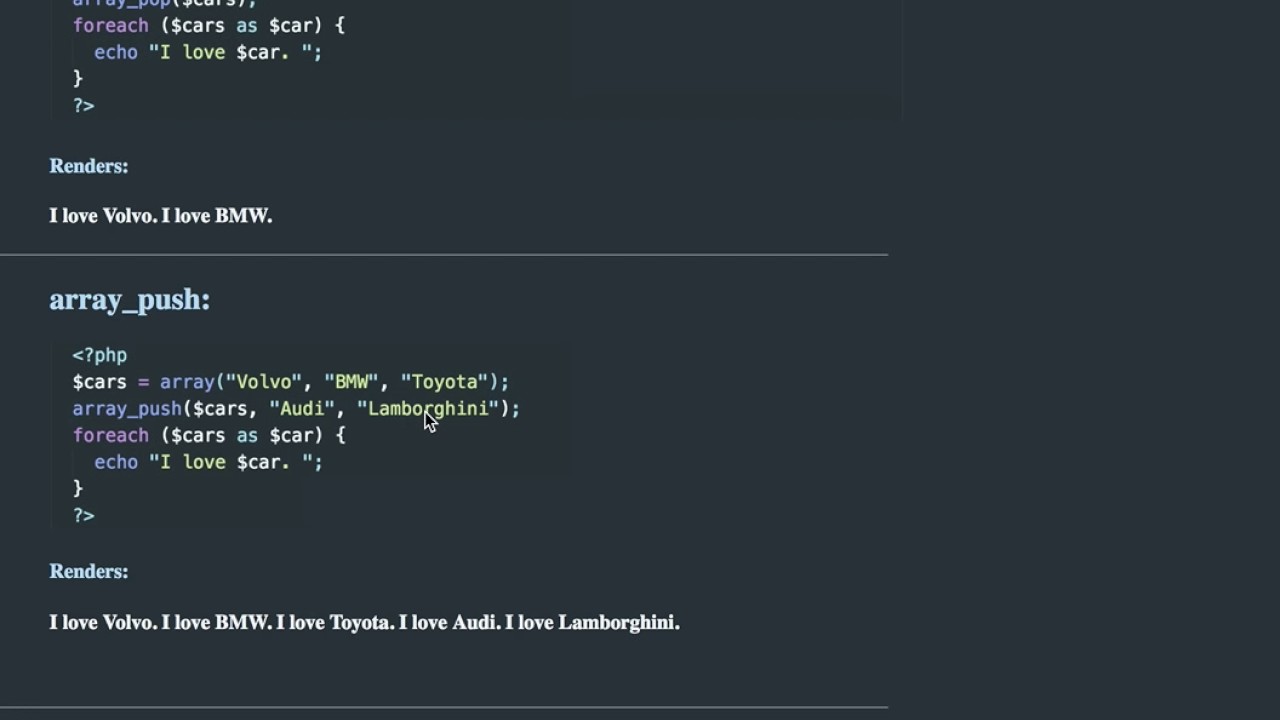 PHP - array_push and array_pop methods