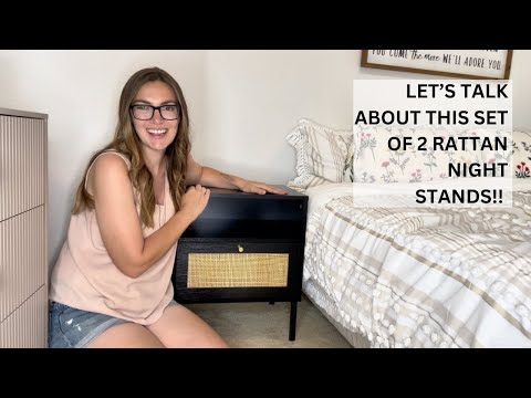 Lets talk about this set of 2 Rattan night stands!