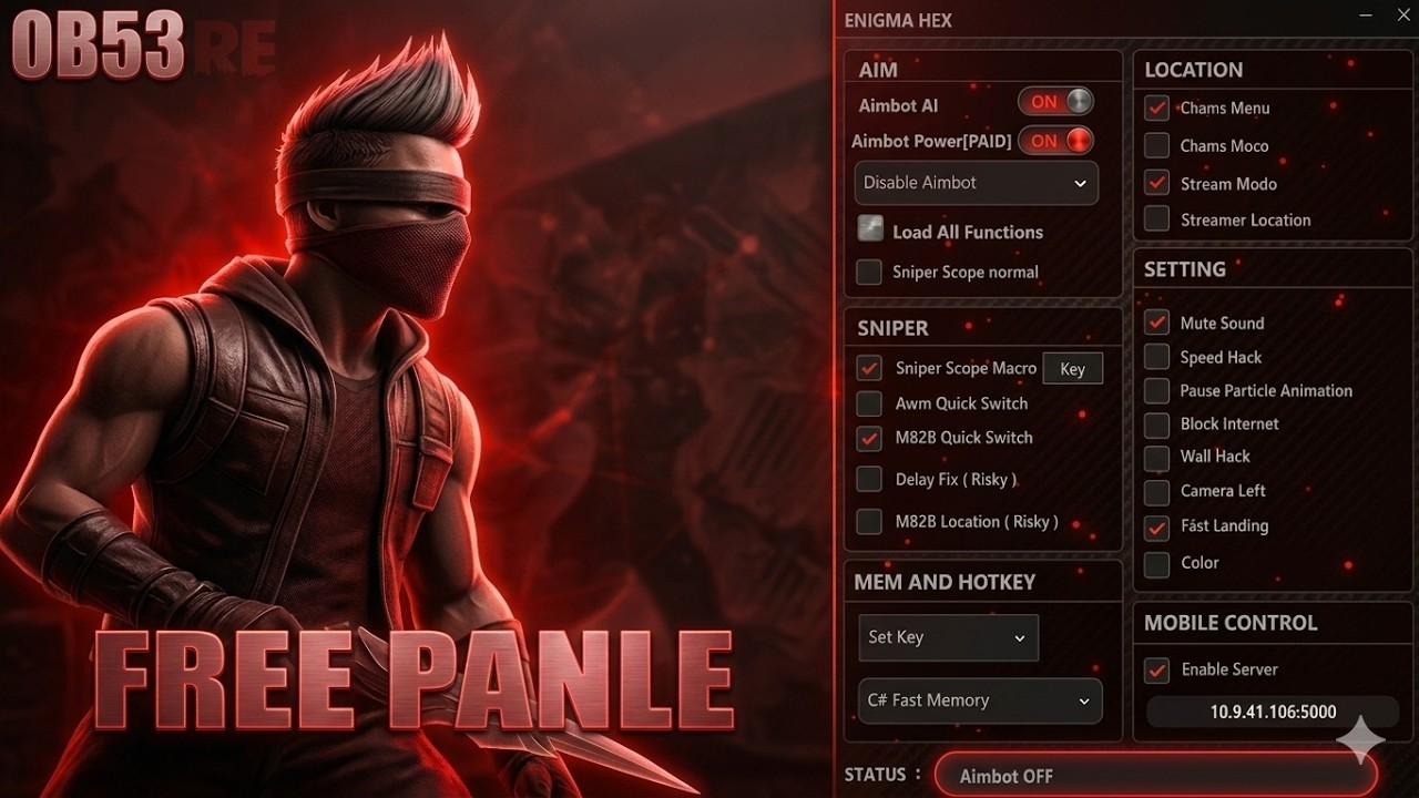 FREE FIRE PC PANEL OB53 🎯 AIMBOT RAGE PANEL | EVERY DAY FREE PANEL FOR ALL SERVER SAFE