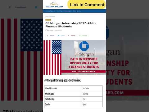 JP Morgan Internship 2023-24 for Finance Students #shorts