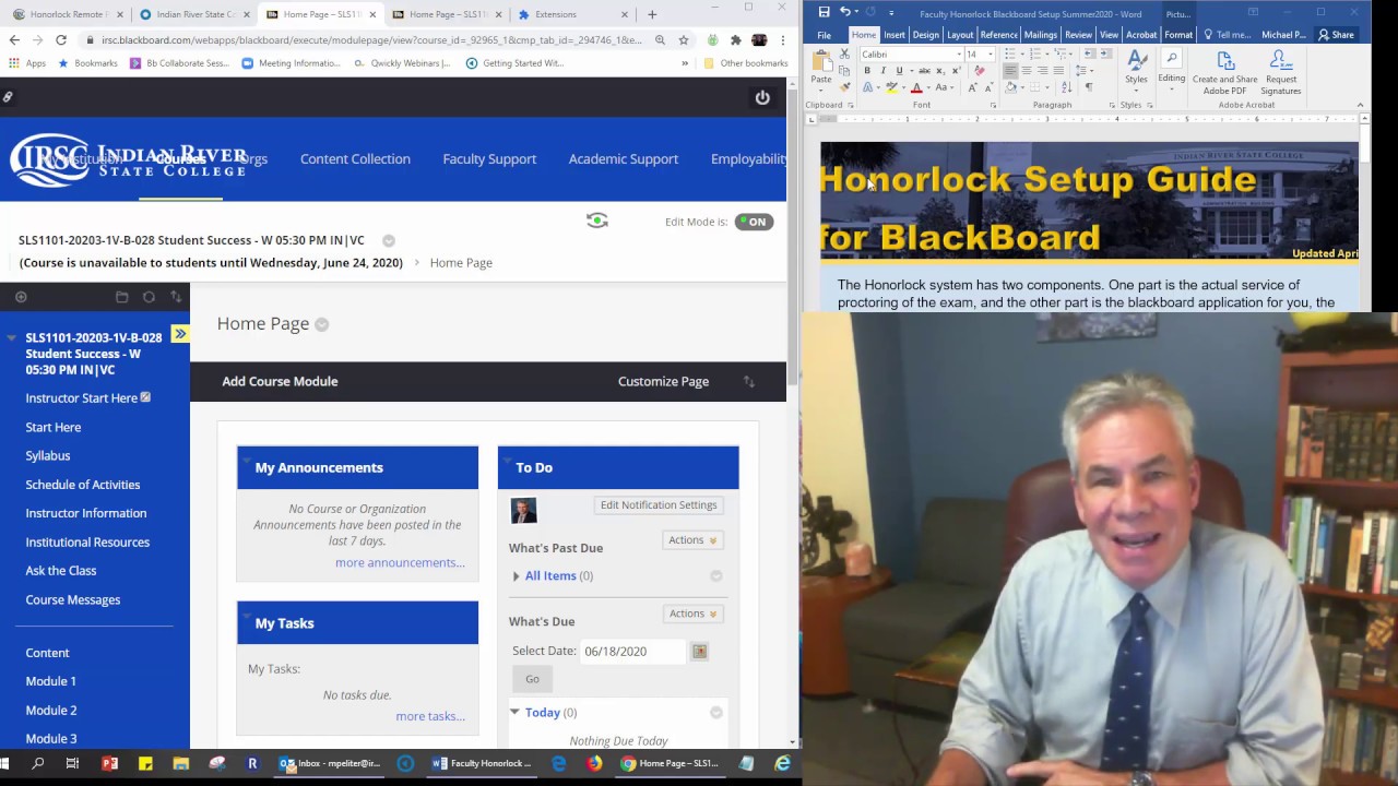 Setting up a Test using Honorlock at IRSC