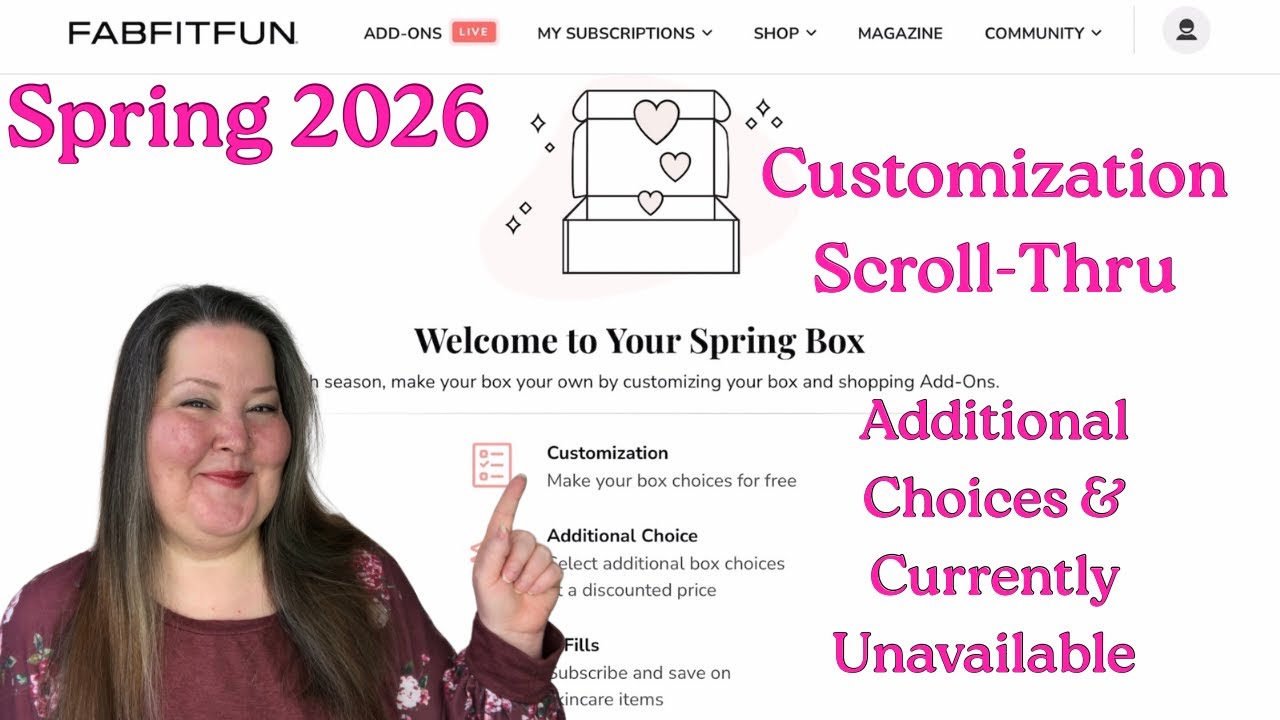 Fabfitfun Spring 2026 Customization Scroll-Thru with New Choices & Currently Unavailable