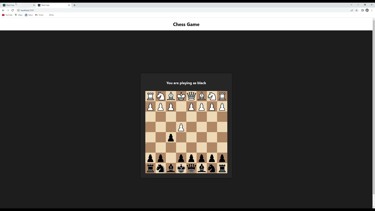 Real-time Chess Game using React, Chessboardjsx, and Socket.io