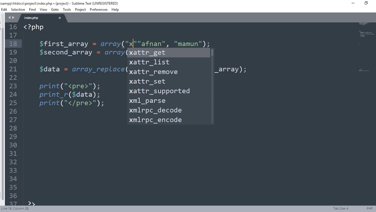 PHP Array Functions -20 (array_replace())
