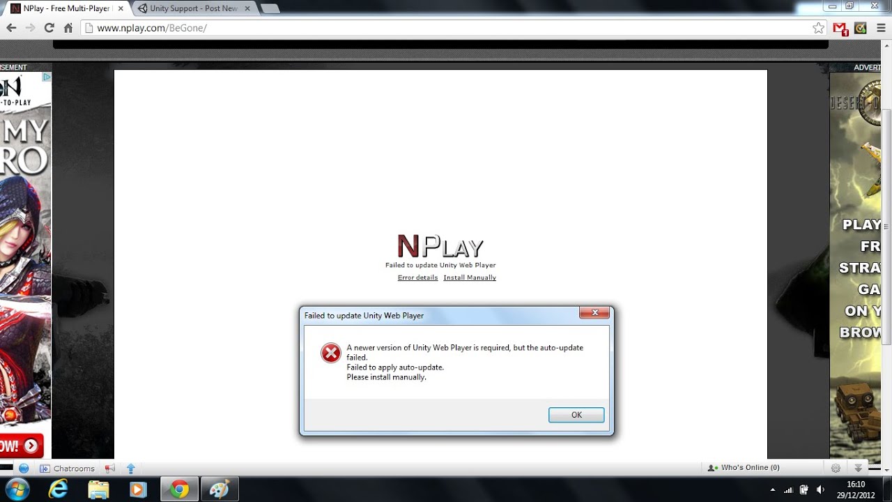 Unity web player update problem