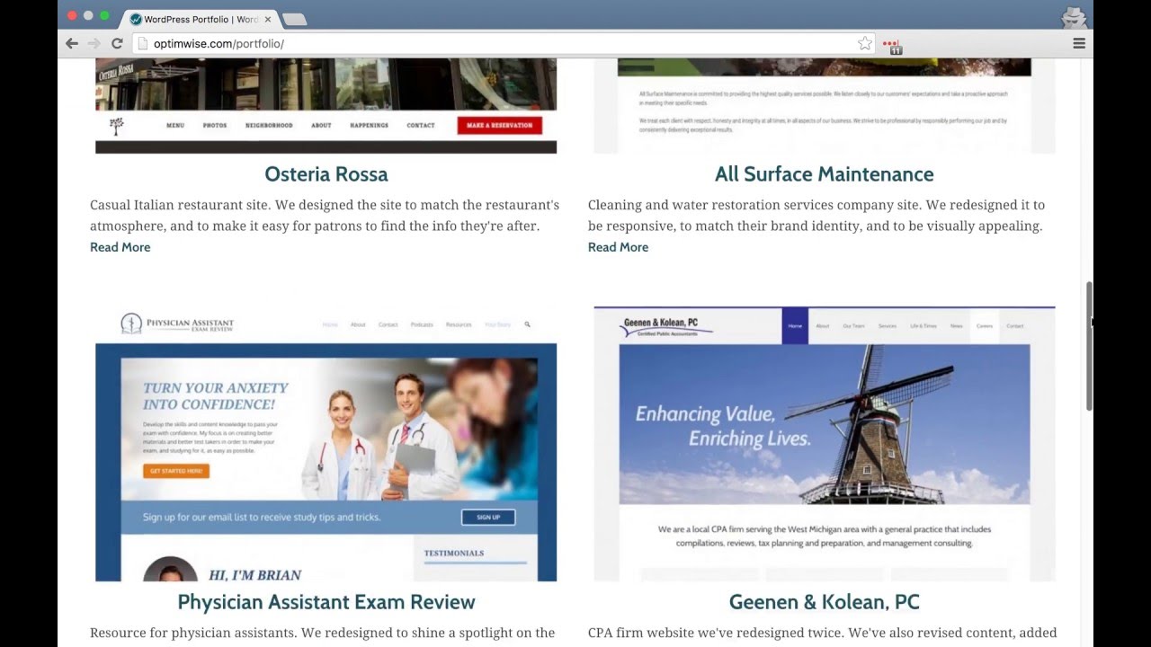 Website design tour: OptimWise