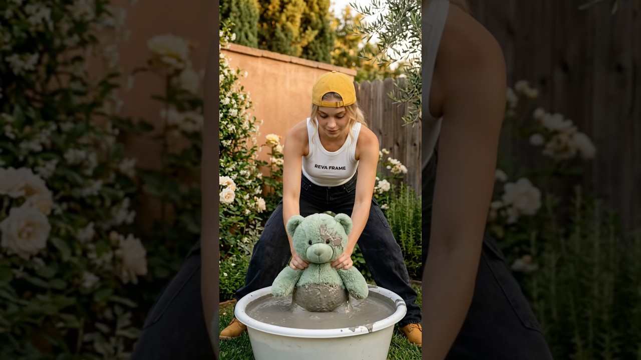 🐻🪨 I turned a  teddy bear into a stone sculpture using concrete    #diy #gardening #cementart