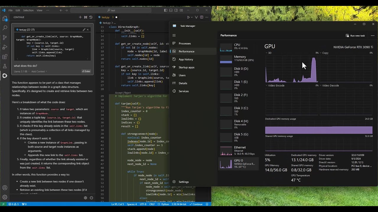 Continue dev demo writing python code in VS Code