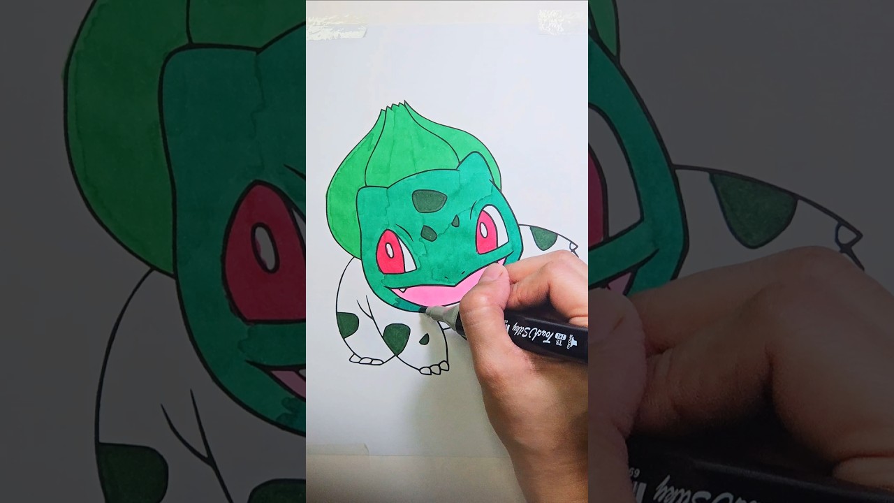 Let's color Bulbasaur. 💚 #coloring #pokemon #bulbasaur #cute #cartoon