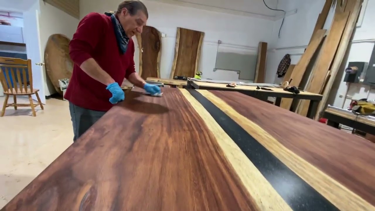 Custom Live Edge and Epoxy River Conference Tables by WoodLab