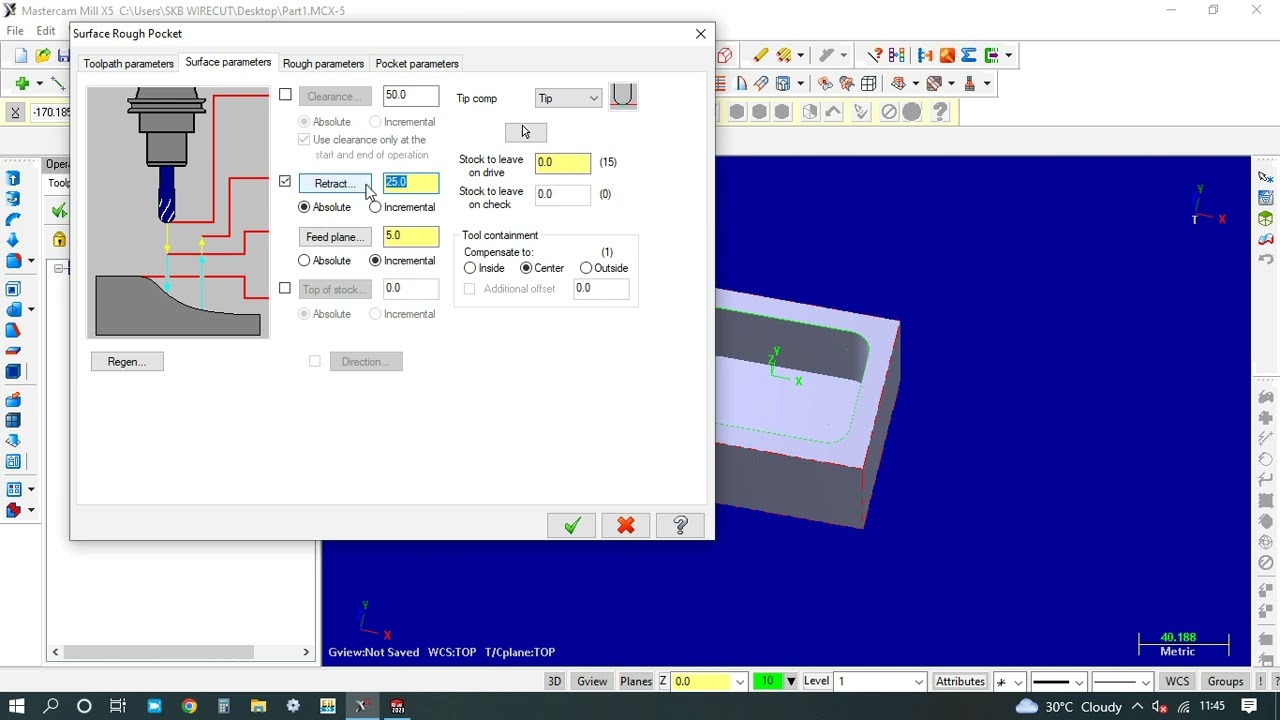 #mastercam #tutorial #surface rough pocket