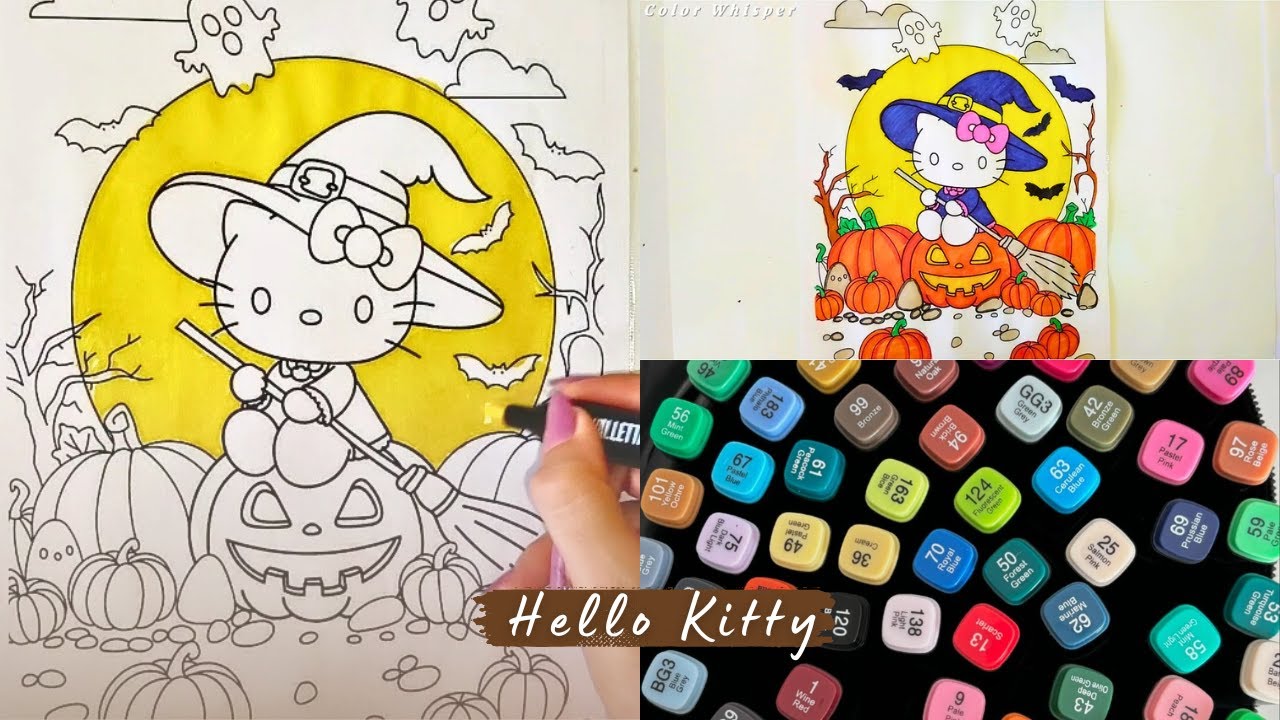 Hello Kitty Halloween Coloring 🎃 | Cute Pumpkin & Witch Coloring Pages
