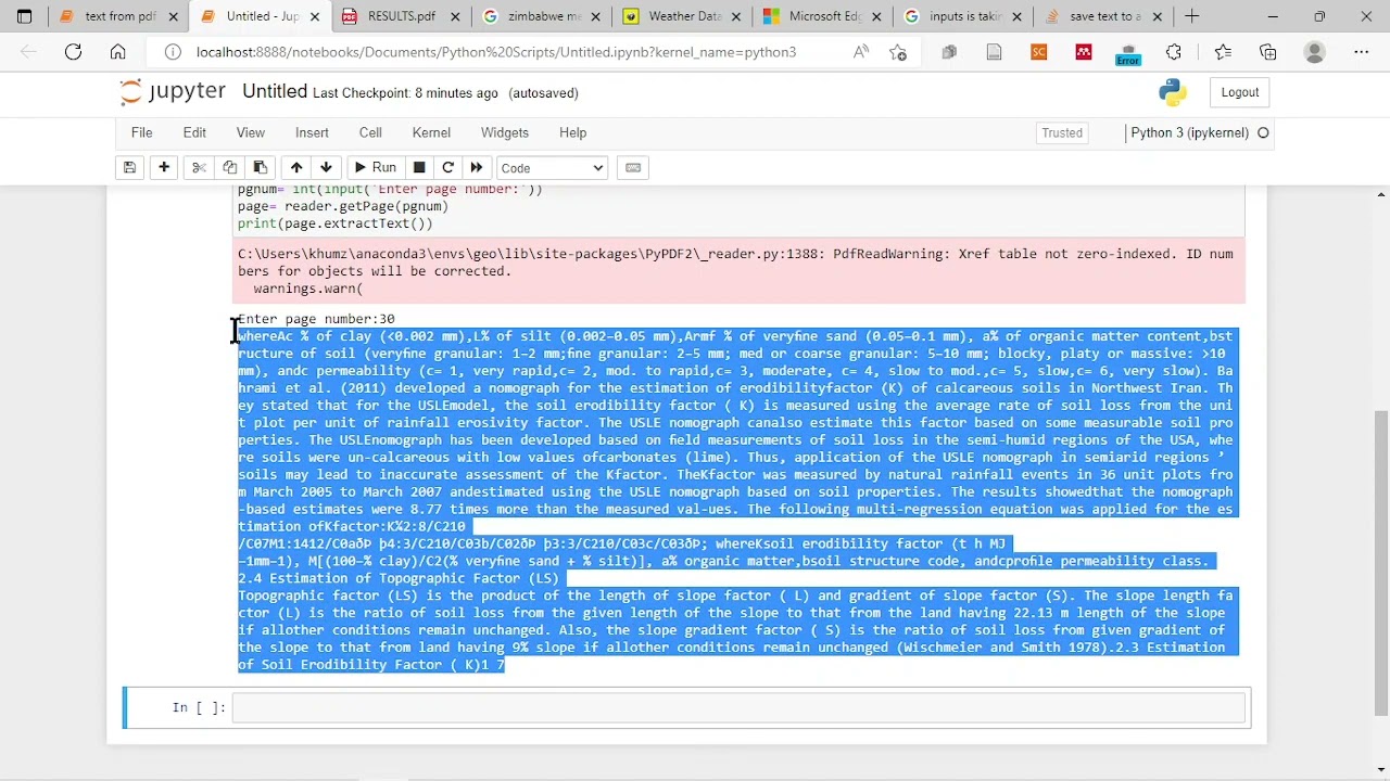 Extracting text from a pdf file using Python