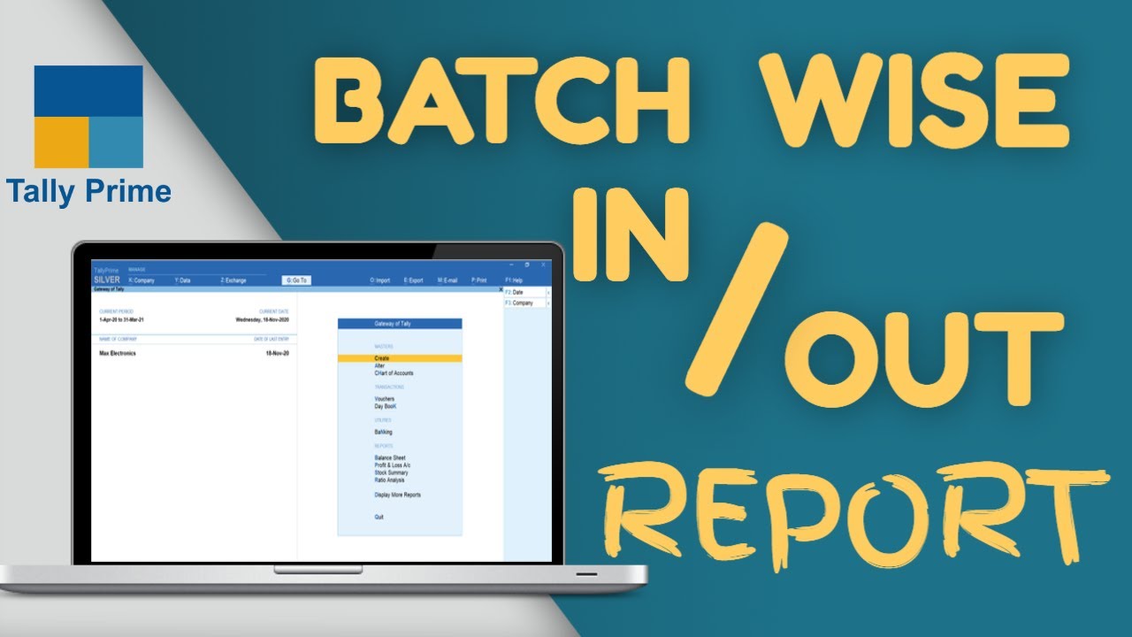 Batch Wise opening, in, out , Balance Report in TALLY PRIME