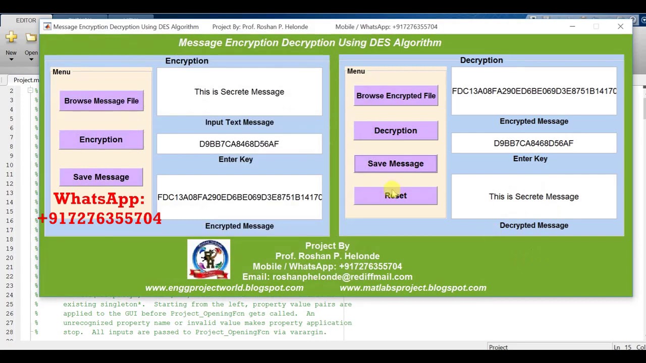 DES Encryption Decryption Using Matlab Project - Cryptography Using DES Algorithm