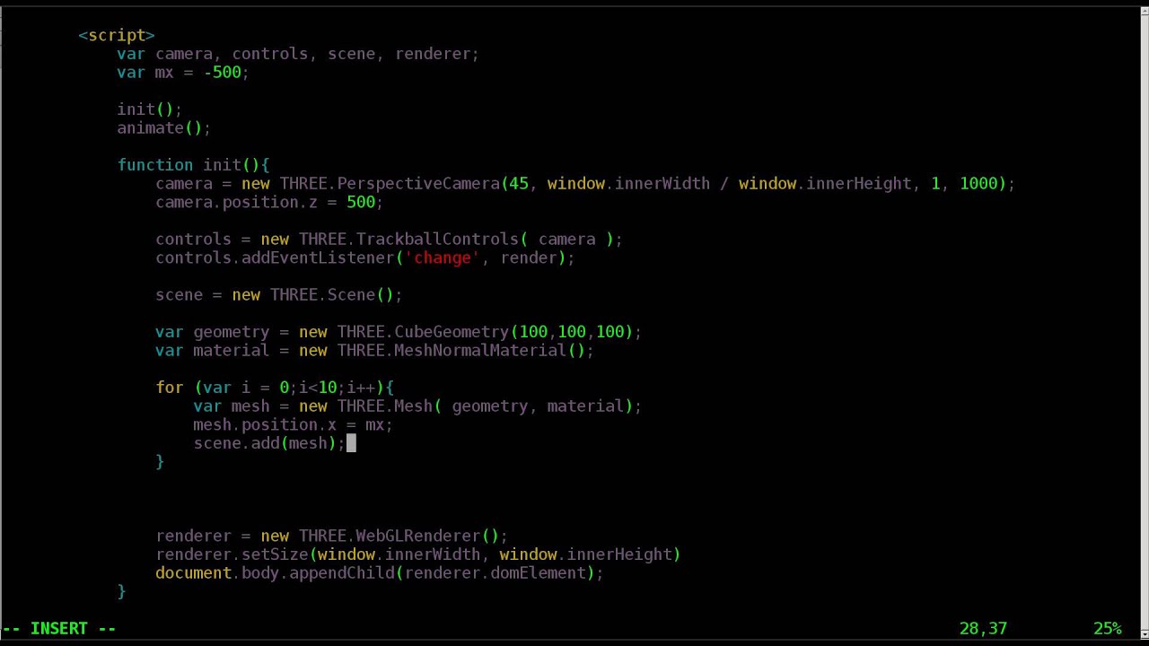 Create Multiple 3D Objects in a Loop with HTML5 and Threejs Tutorial Linux