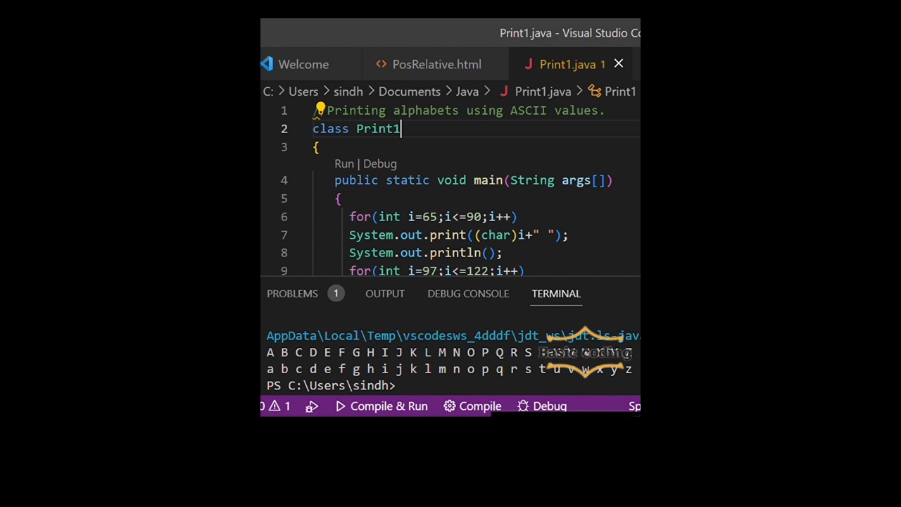 Printing Alphabets using ASCII values | Java Programming | Basic Coding |