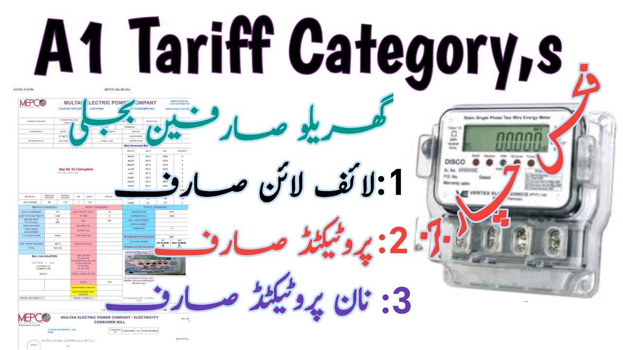 Mepco Wapda Bill Calculation | Mepco Bill Fix Charges | Bijli Bill Rate Calculation | Tariff rate |