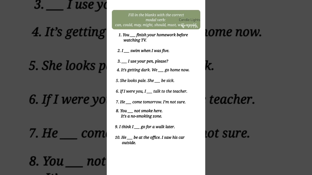 Worksheet - Modal Verbs || English Grammar || Spoken English || V(655)