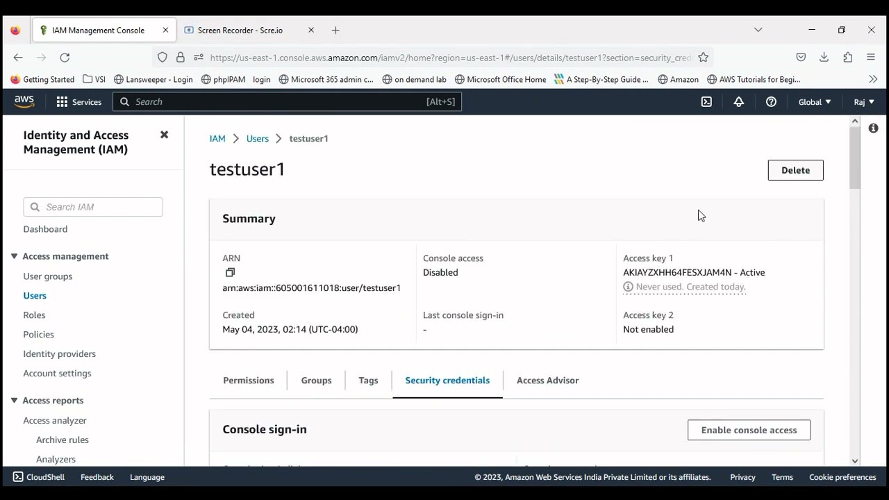 AWS | Create an IAM user for both console and programmatic access and get Access/Secret Key #aws