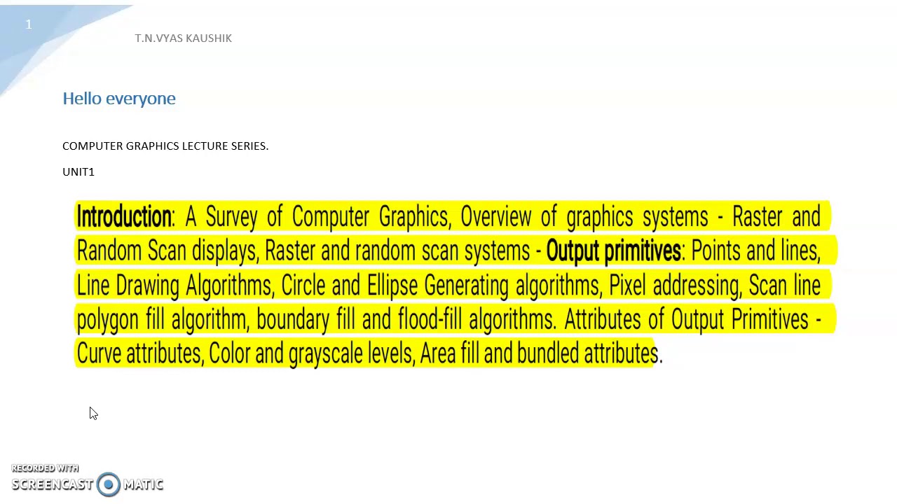 Computer graphics unit 1Overview