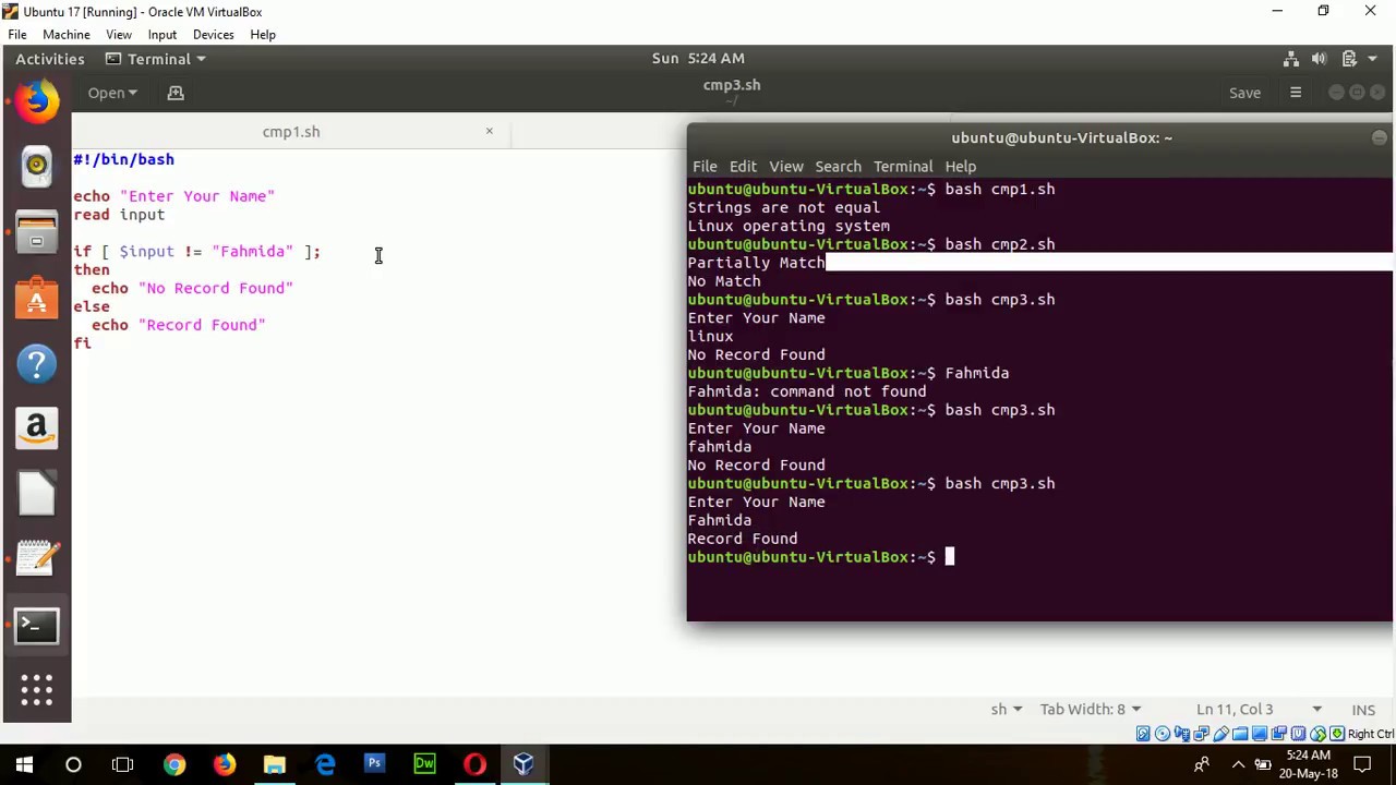 how to compare string in bash