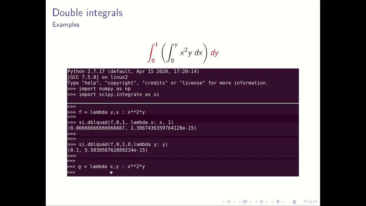 3c Numerical integration using scipy - multiple integrals