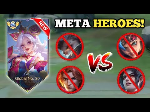 CICI VS. META HEROES! (mythical glory!💀) CICI BEST BUILD AND EMBLEM -MLBB