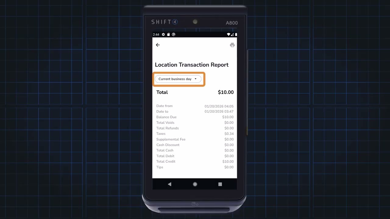 Shift4 One: Location Transaction Report