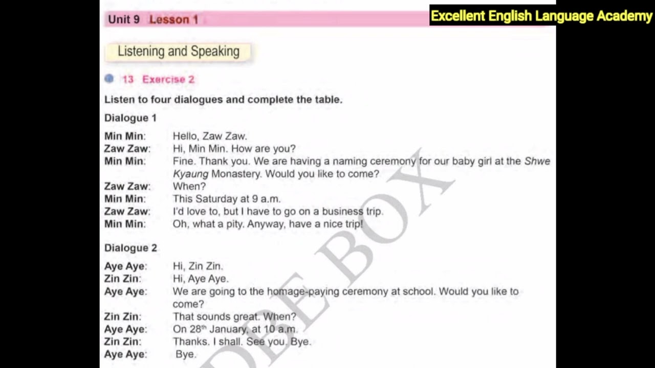 Grade - 7 (Unit - 9, Lesson - 1, Exercise - 2) Listening