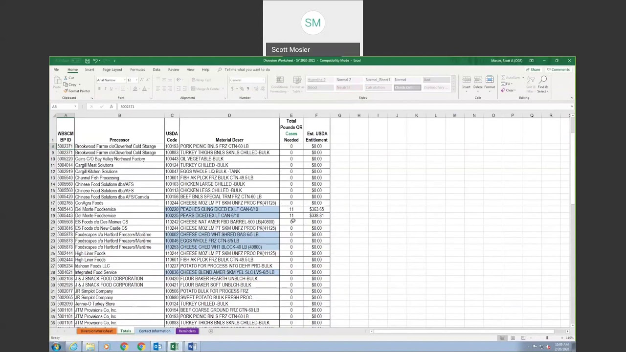 USDA Foods Diversion in WBSCM Tutorial
