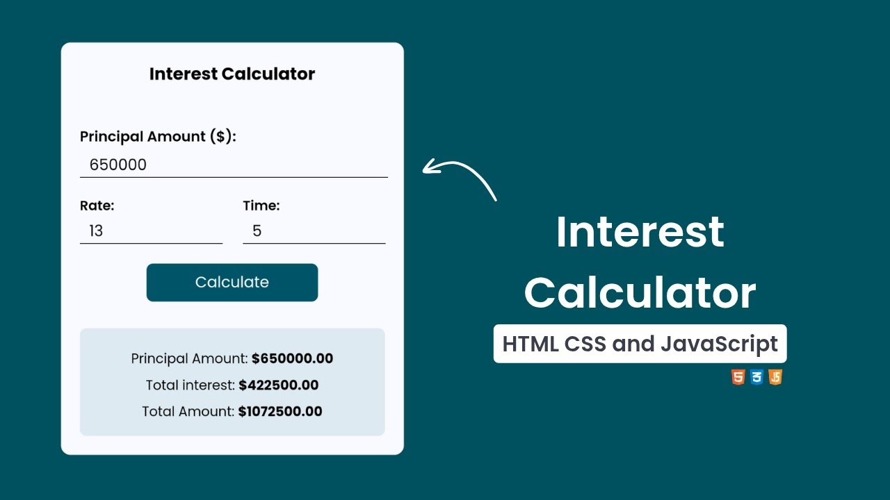 Interest Calculator in HTML CSS & JavaScript | Doxa Dev
