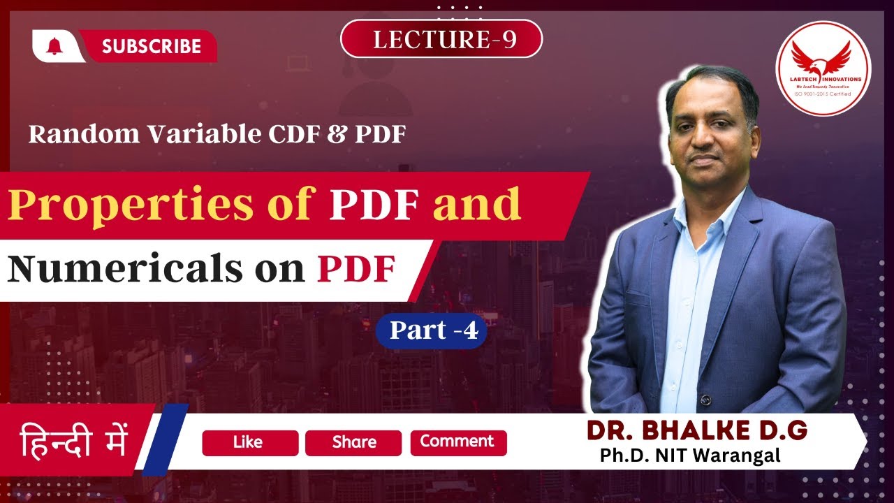 Random Variable CDF& PDF || Properties of PDF || Numerical on PDF || Lecture 9.4 #labtech