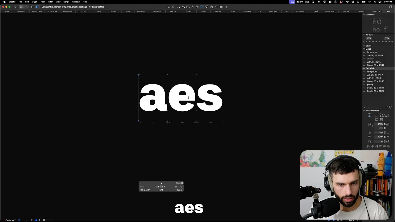 Swapping alternate glyphs into default glyphs, in GlyphsApp (glyph form experiment, part 2)