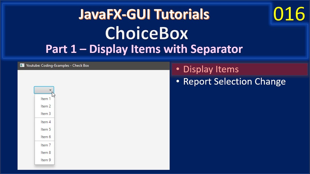 ChoiceBox | Part 1 - Display Items with Separator | JavaFx GUI Tutorial #016