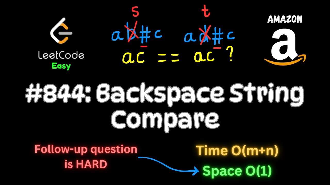 Backspace String Compare - Two Pointers - Stack - Amazon Interview Question - Python - LeetCode 844