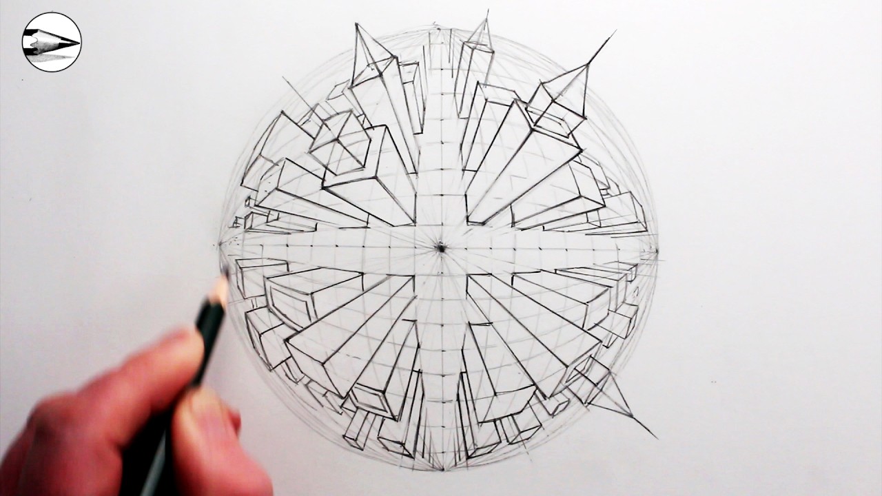Advanced Perspective: Drawing a City in Five Point Perspective: Narrated