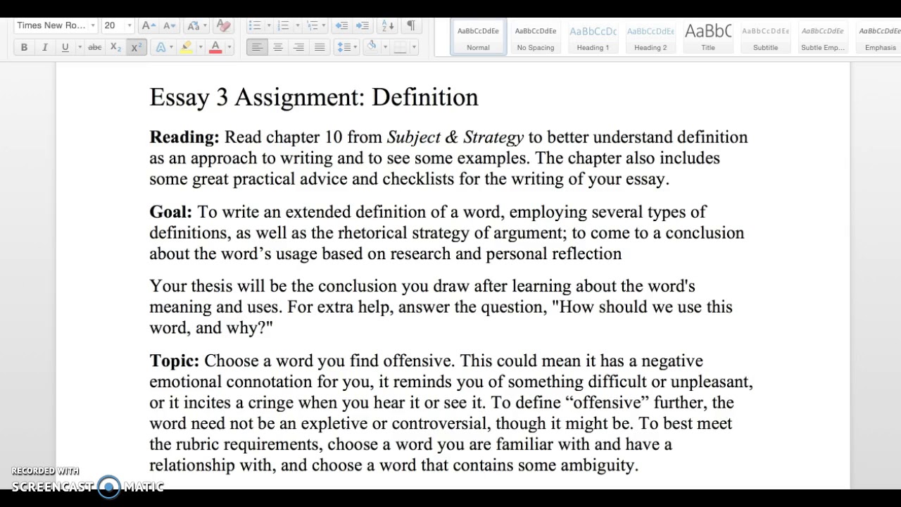 Essay 3 Overview ENGL 101