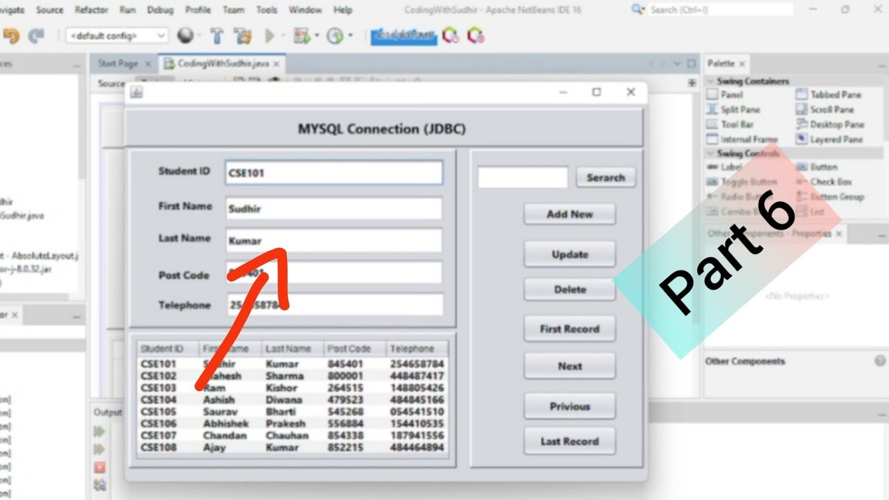 JAVA Tutorial 6 - How To Set A JTable Selected Row Data Into JTextfields in Java [With Source Code]